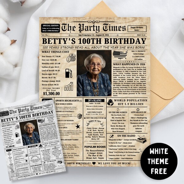 100th Birthday Newspaper - Etsy