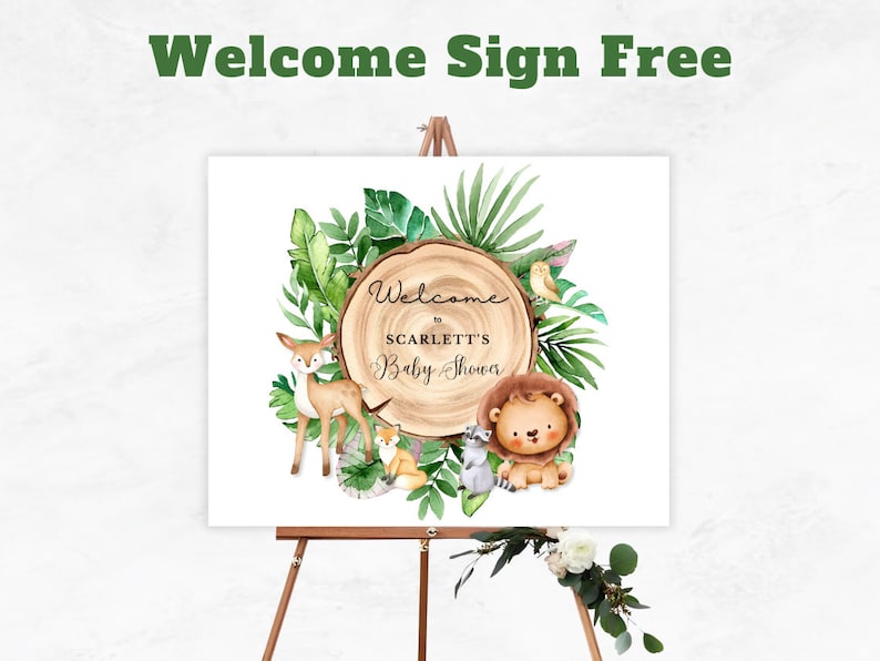 EDITABLE Greenery Woodland Baby Shower Welcome Sign. Rustic Forest ...