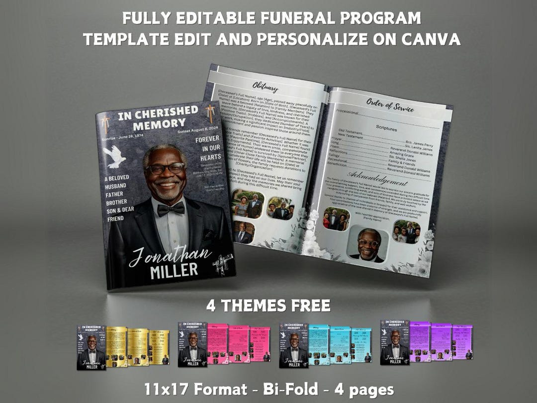 Magazine Style Funeral Program Template , Obituary for Man , Obituary ...
