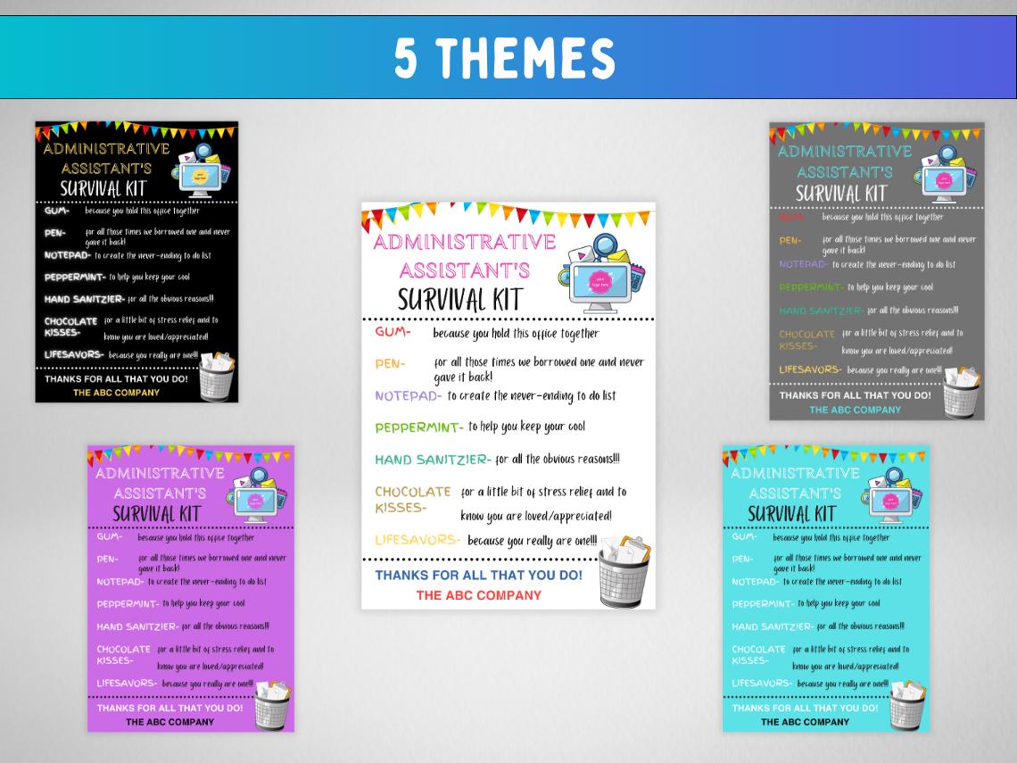 Administrative Assistant Survival Kit Gift Tags, Office Staff Gifts ...