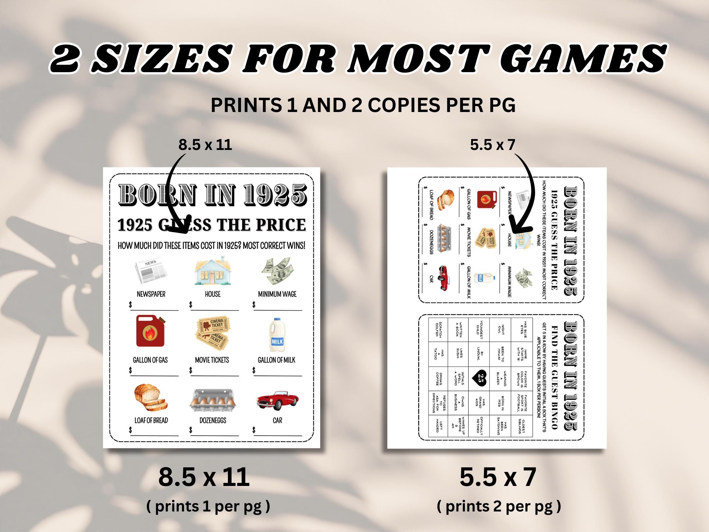 100th Birthday Party Games Bundle | Born in 1925 Games | 100th Birthday ...