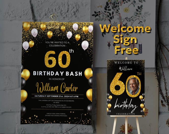 Custom 60th Birthday Party Welcome Sign 60th Birthday Celebration 60th ...