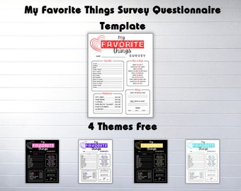 My Favorite Things Survey Questionnaire | Employee Favorites | All ...