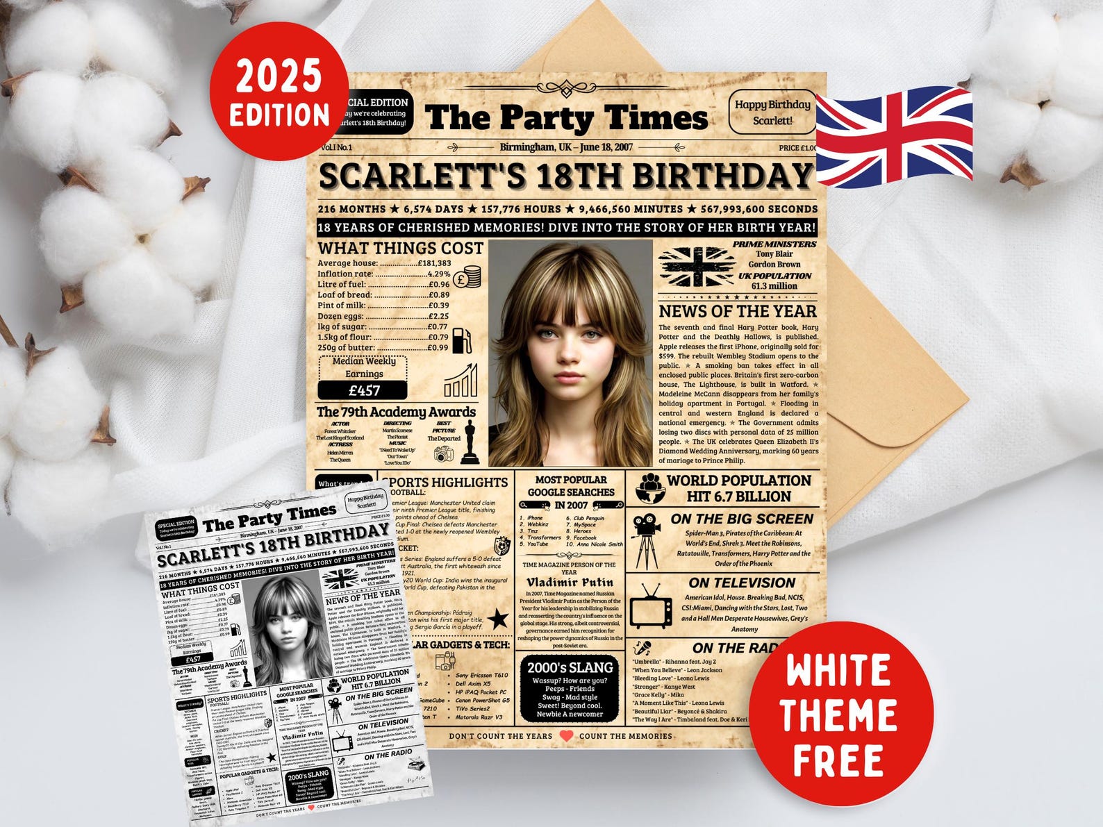 Back in 2007 UK Poster , 18th Birthday Newspaper Poster , 18th Birthday ...
