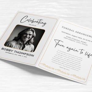 Minimalist Funeral Program Template Printable Order of Service Simple ...