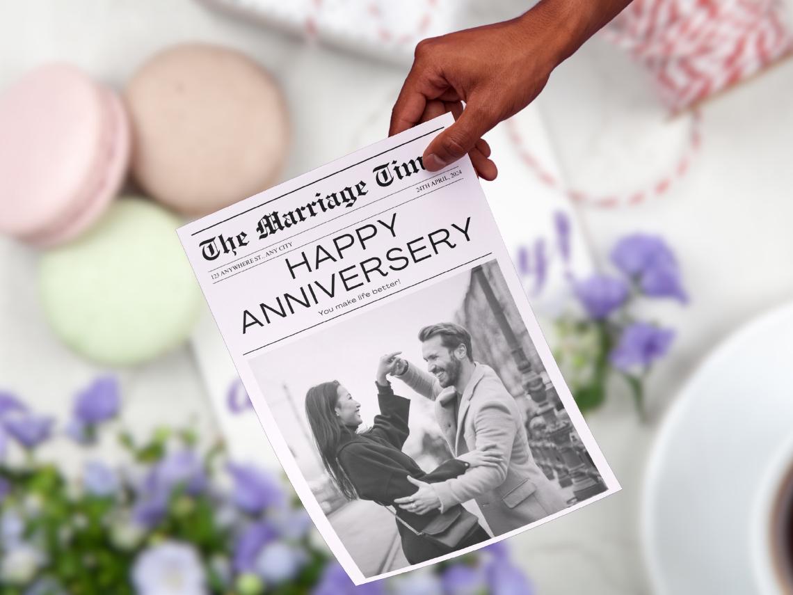 Wedding Anniversary Newspaper Template, Printable Wedding Anniversary ...