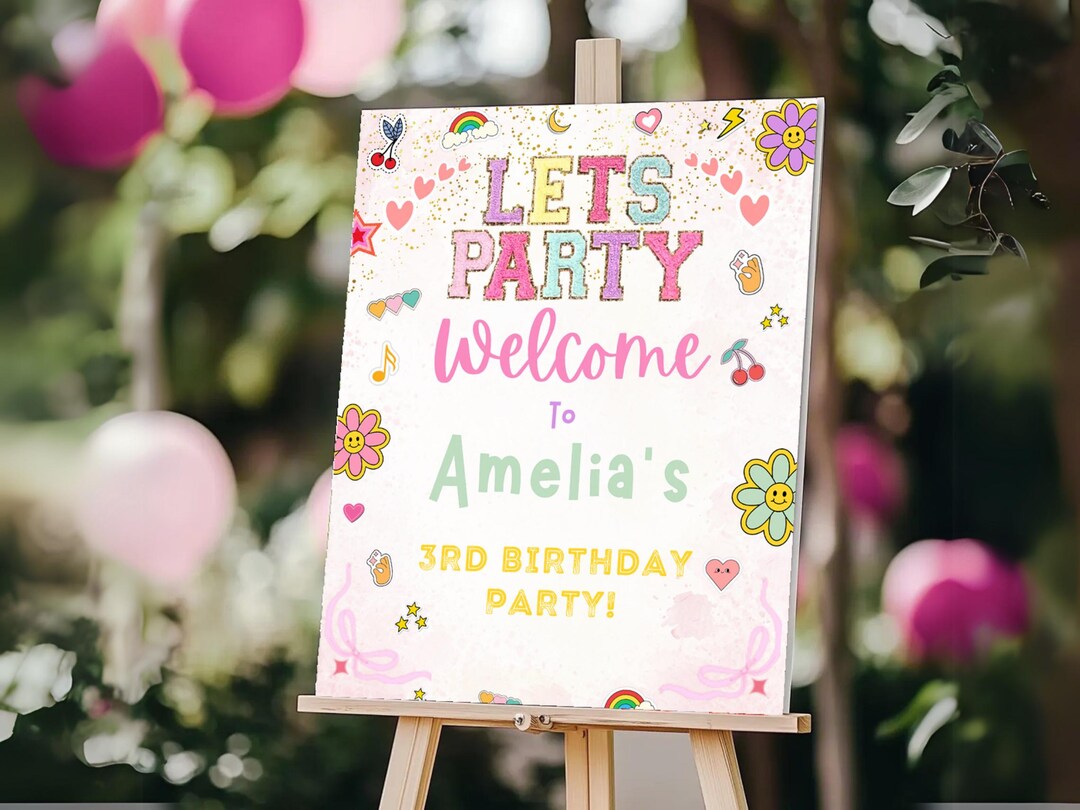 Retro Girl Birthday Welcome Sign for Any Age , Groovy Retro Birthday ...