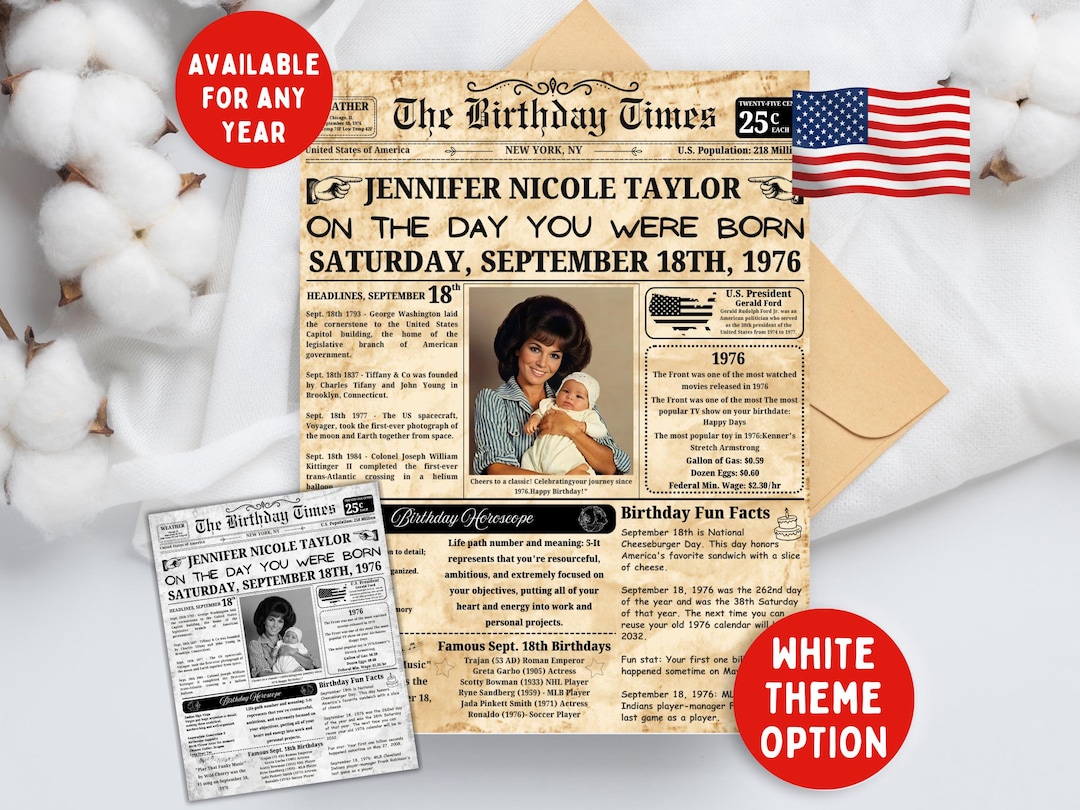 Personalized on the Day You Were Born Newspaper | Any Age Fun Facts ...