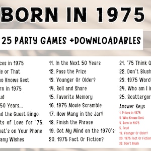 Printable 50th Birthday Party Games Bundle | Born in 1975 Games | 50th ...