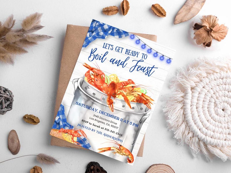Editable Seafood Boil Party Invitation,crawfish Boil Invite,outdoor ...