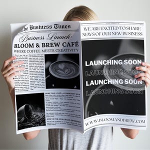 Personalized Business Newspaper Template | New Business Announcement ...