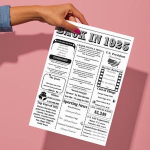 100th Birthday Trivia Fun Facts Back in 1925 Sign Poster , 100th ...