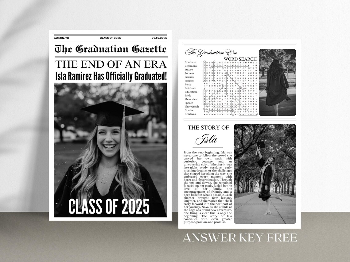 Editable Graduation Newspaper Template | Senior Newspaper Graduation ...