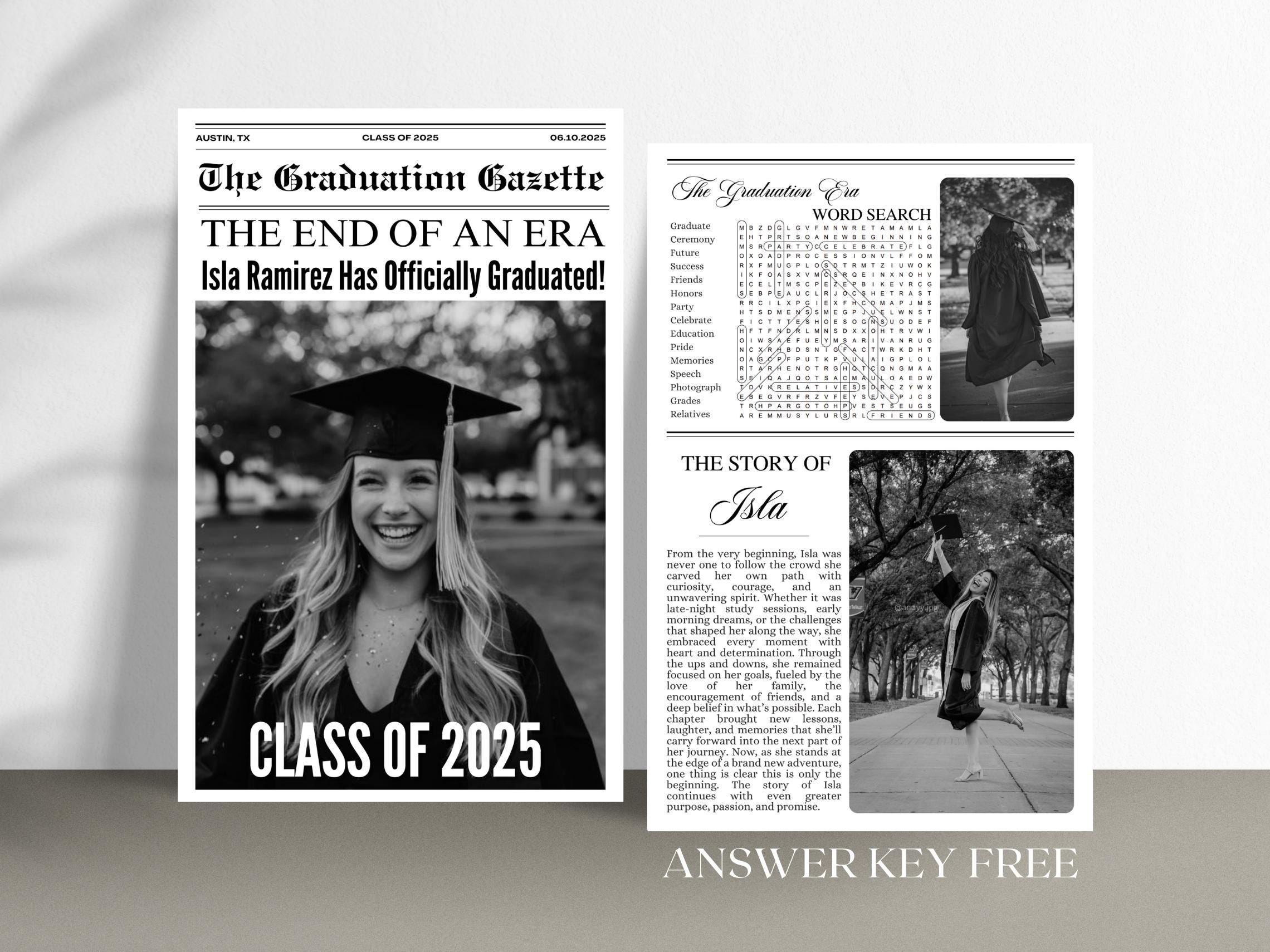 Editable Graduation Newspaper Template | Senior Newspaper Graduation ...