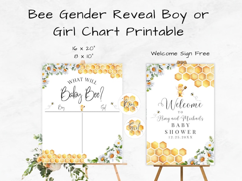 Bee Gender Reveal Boy or Girl Chart What Will Baby Bee He or She Cast ...