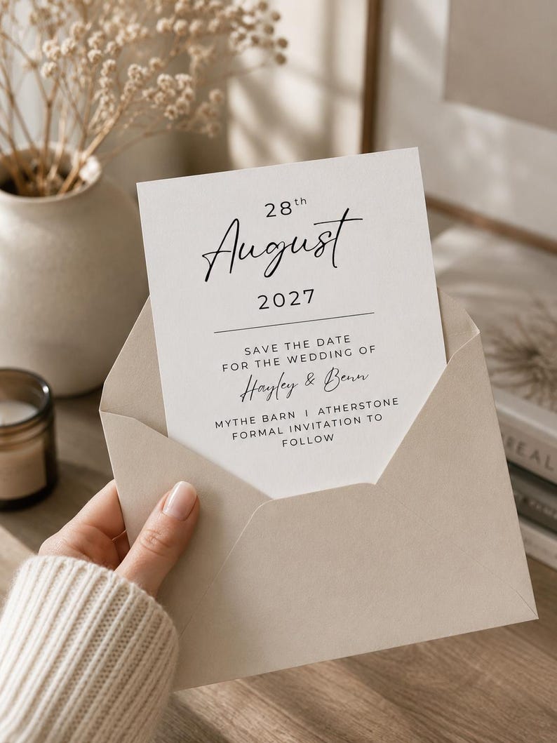 Save the Date Template | Modern Minimalist Wedding Announcement ...