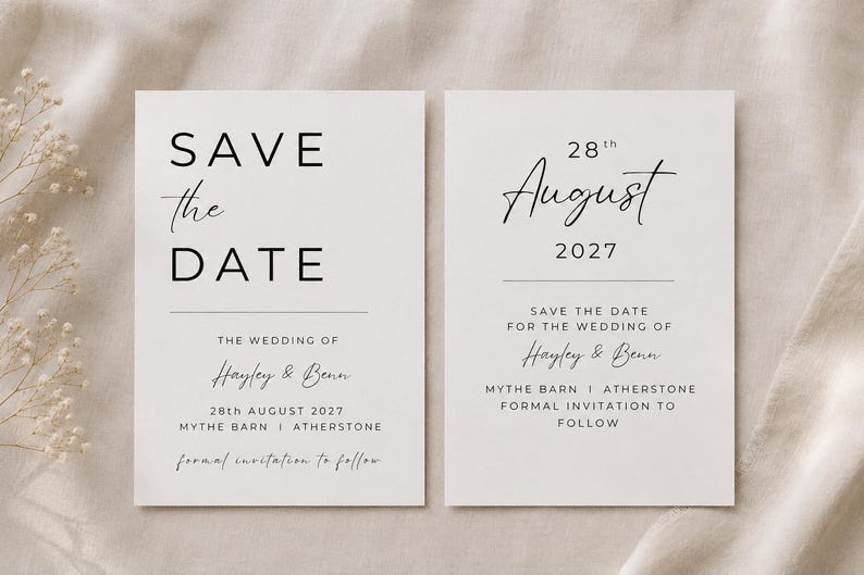 Save the Date Template | Modern Minimalist Wedding Announcement ...