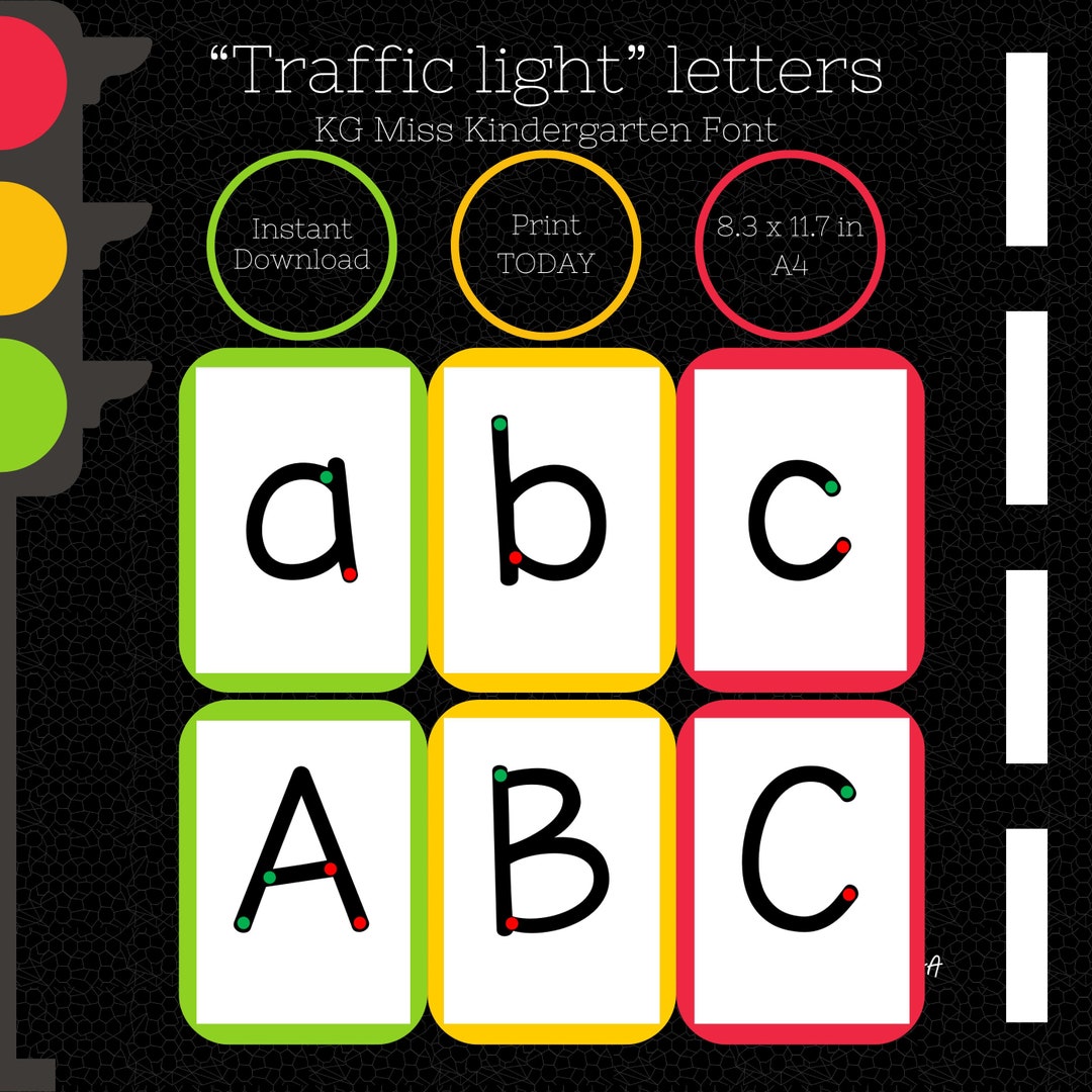 Traffic Light Letters - KG Miss Kindergarten Font - Etsy