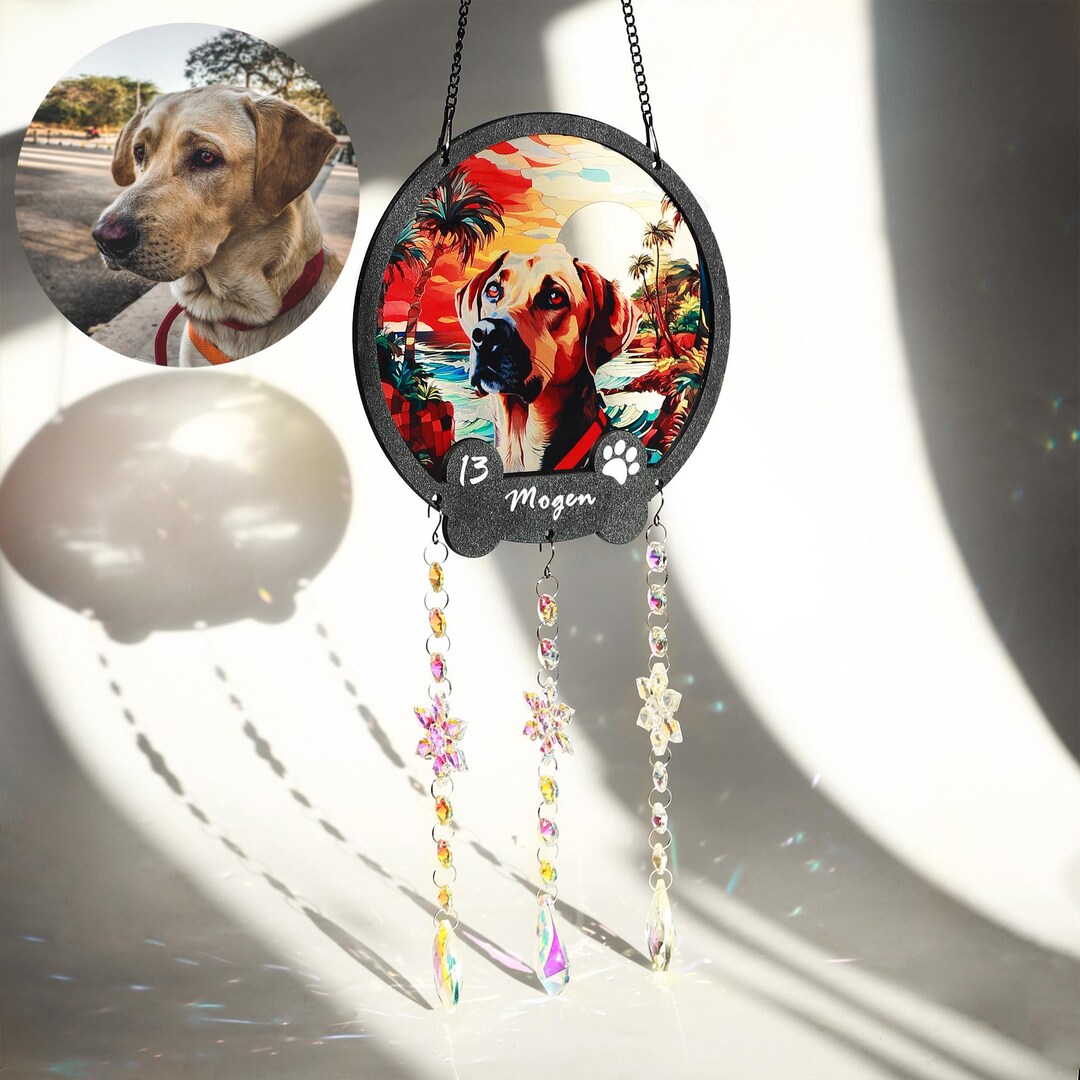 Colorful Custom Pet Sun Catcher With Name, Personalized Dog or Cat ...