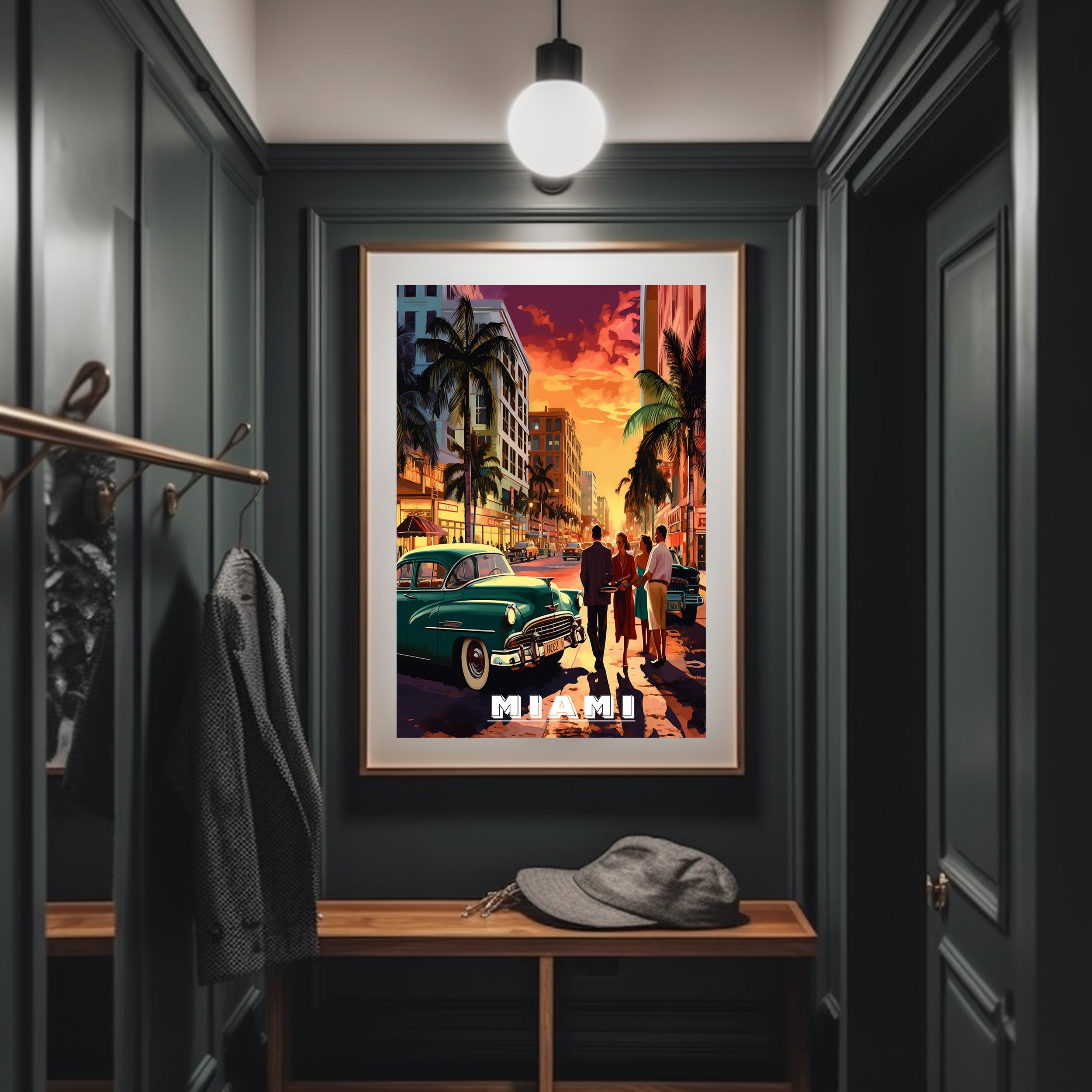 Retro Vintage Artwork, Vintage Miami • Gift Miami Party • Miami Beach ...