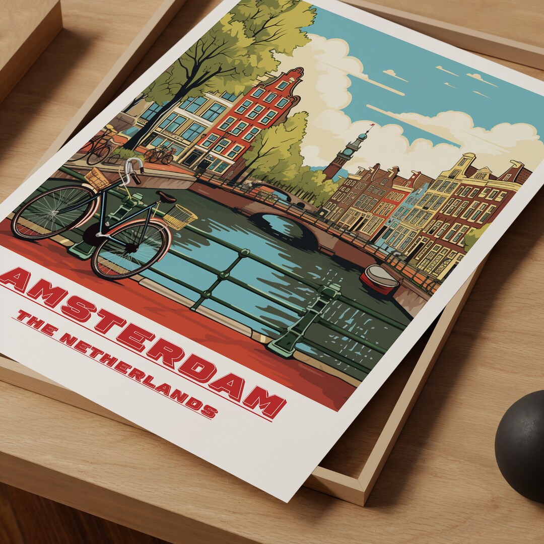 Amsterdam Art, Amsterdam Travel Poster, Netherlands Amsterdam Travel ...