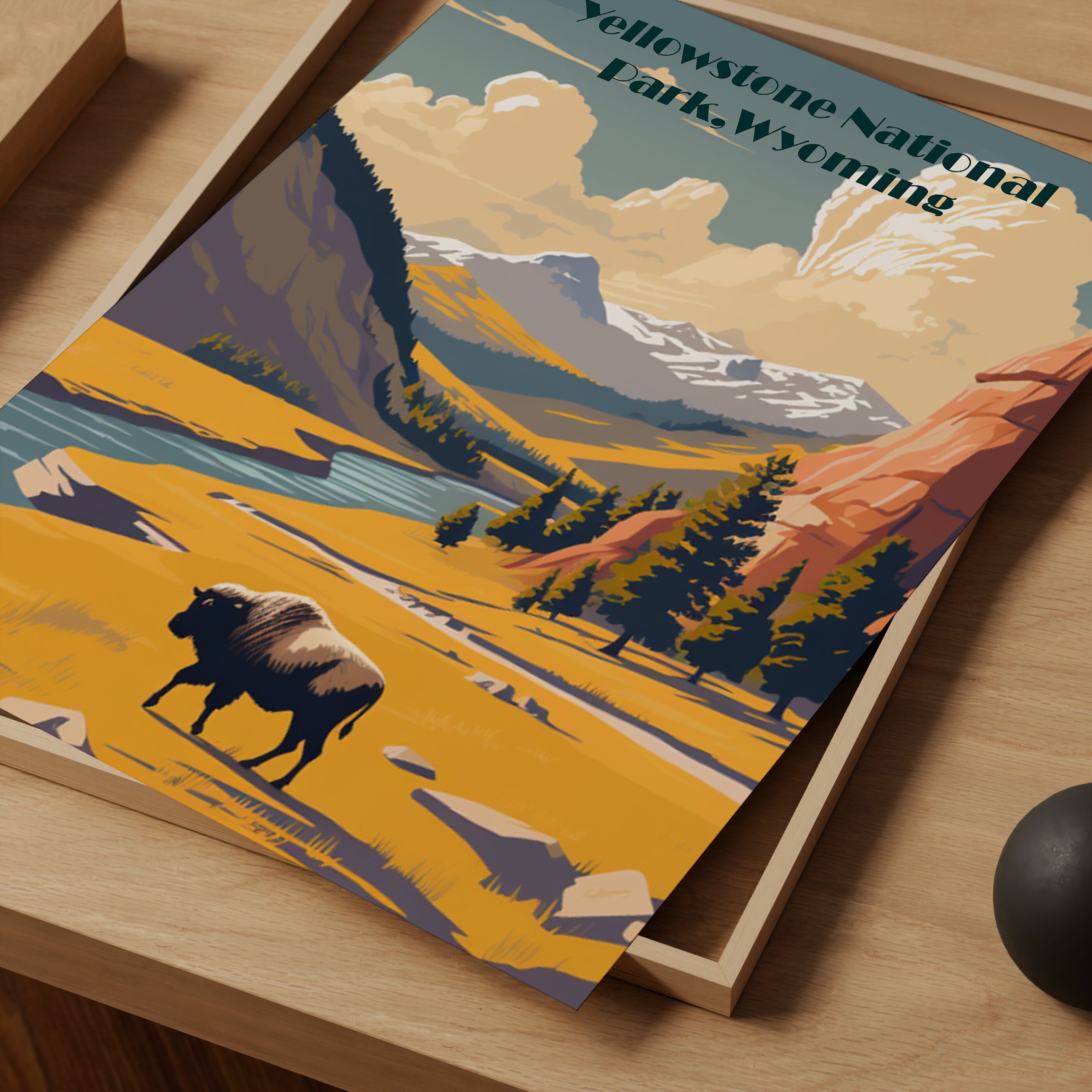 Yellowstone National Park Poster, Yellowstone Travel Print Wall Art ...