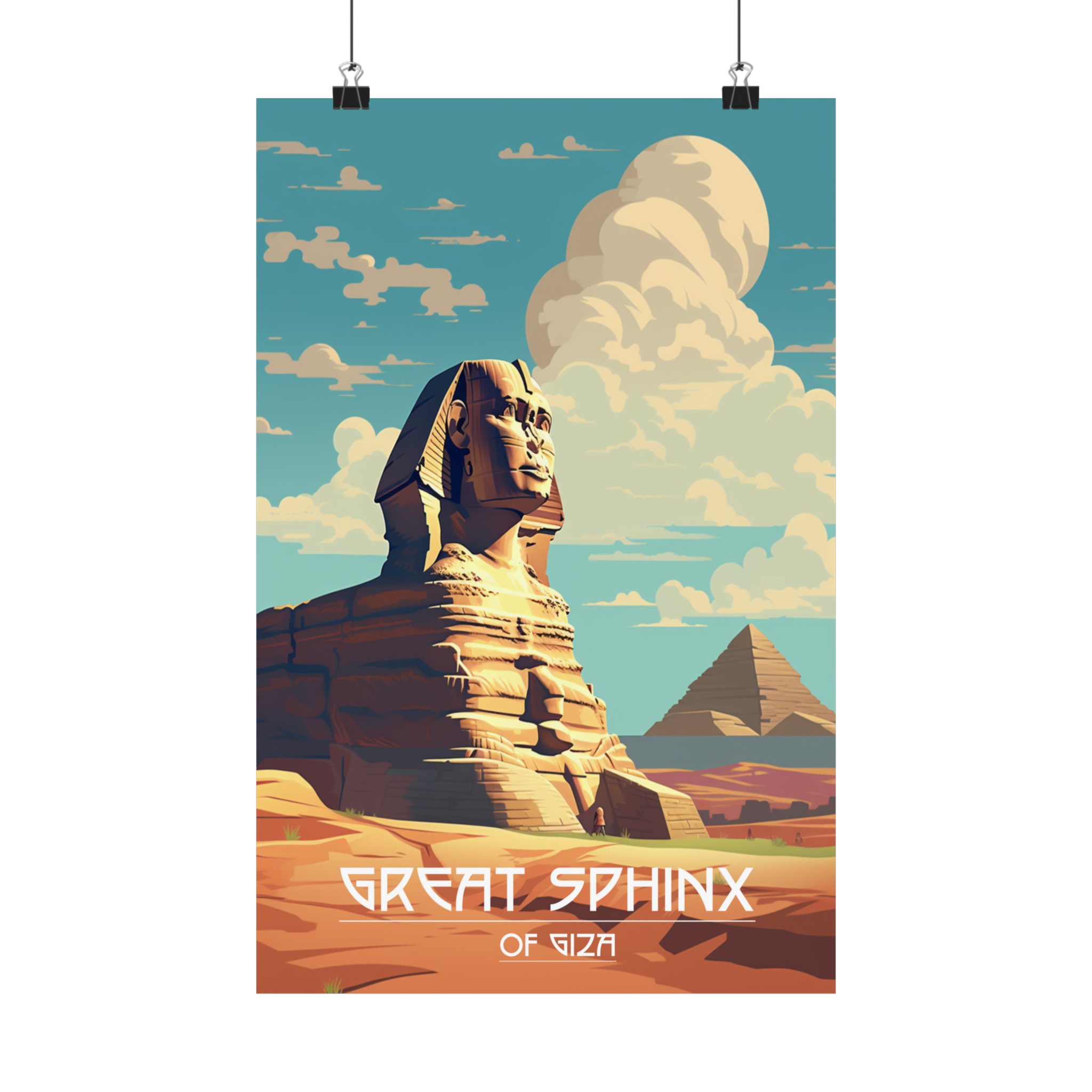 Egypt Vintage Travel Poster, Sphinx Pyramids Artwork, Wonders of the ...