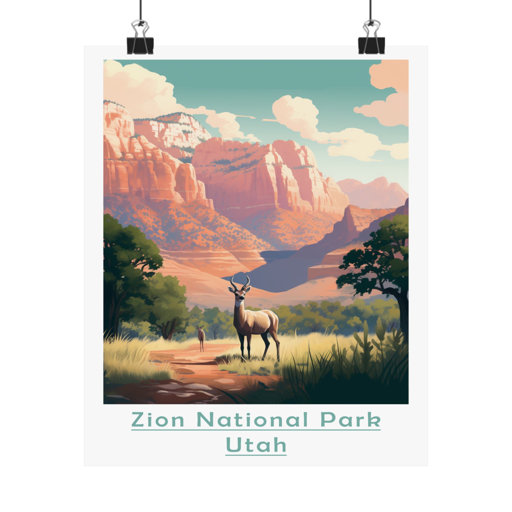 Zion National Park Travel Poster Zion Travel Poster Zion Travel Art ...
