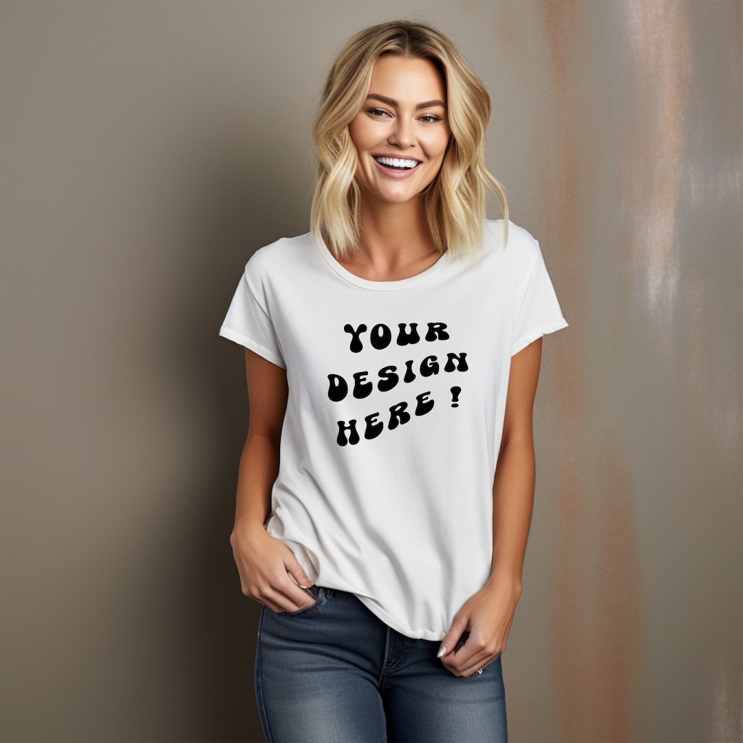 CUSTOMIZABLE TEE SHIRT Women's Midweight Cotton Tee, Custom Text and ...