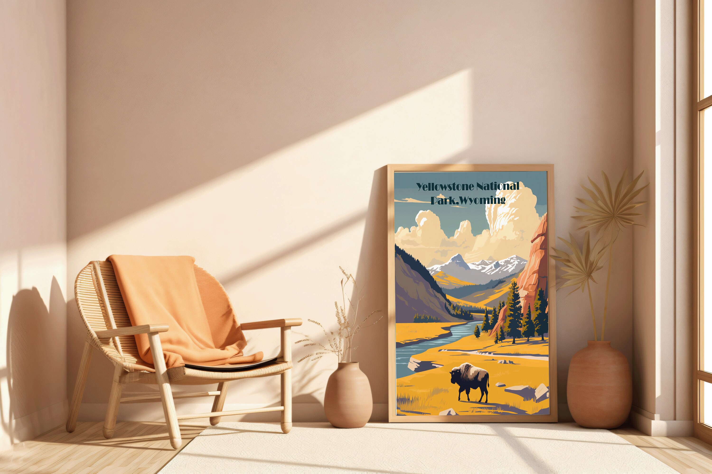 Yellowstone National Park Poster, Yellowstone Travel Print Wall Art ...