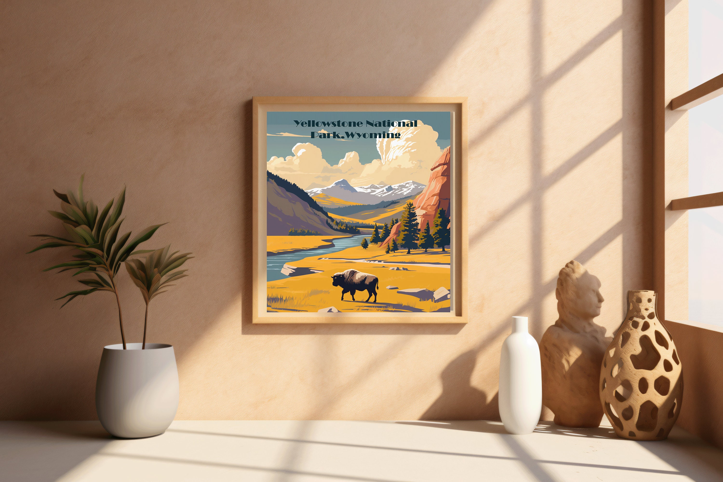Yellowstone National Park Poster, Yellowstone Travel Print Wall Art ...