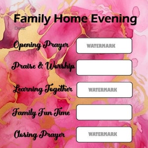 Family Home Evening Chart, Editable FHE Chart, FHE Assignment List, FHE ...
