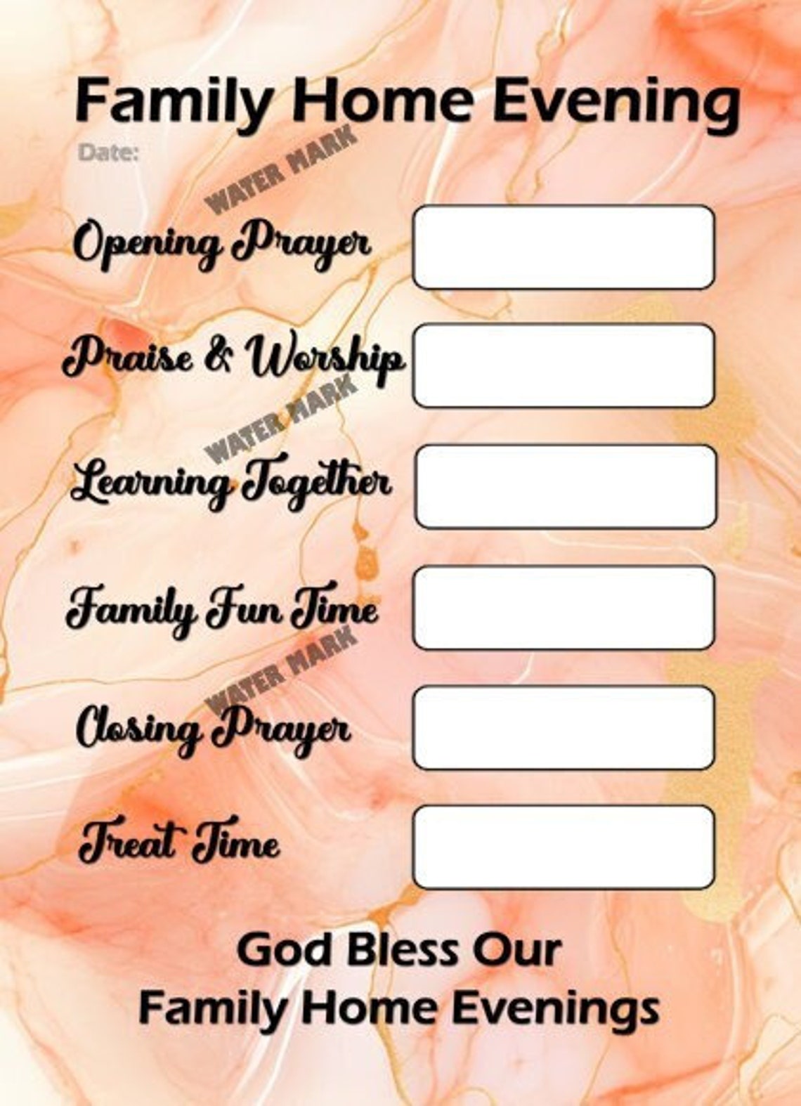 Family Home Evening Chart, Editable FHE Chart, FHE Assignment List, FHE ...