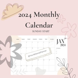 2024 Calendar Printable PDF A4 Landscape Minimalist Template Instant ...
