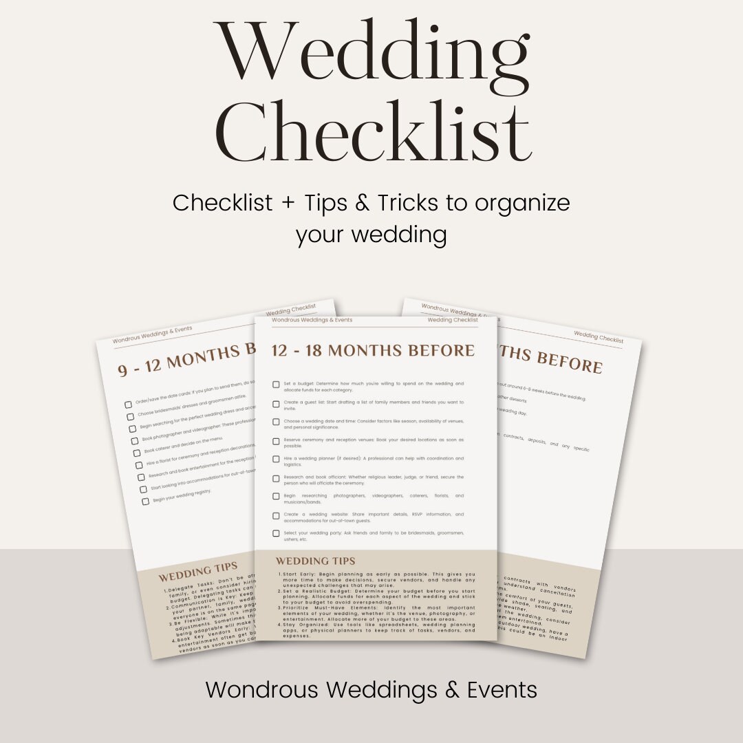 Wedding Checklist Printable Wedding Planner - Etsy