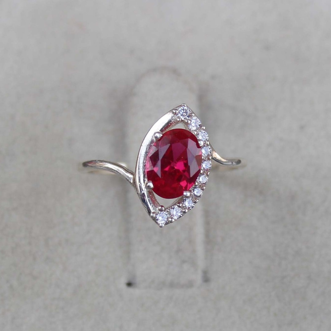 Ruby Ring, Red Ruby Gemstone Ring, Handmade Ring, 925 Sterling Silver ...