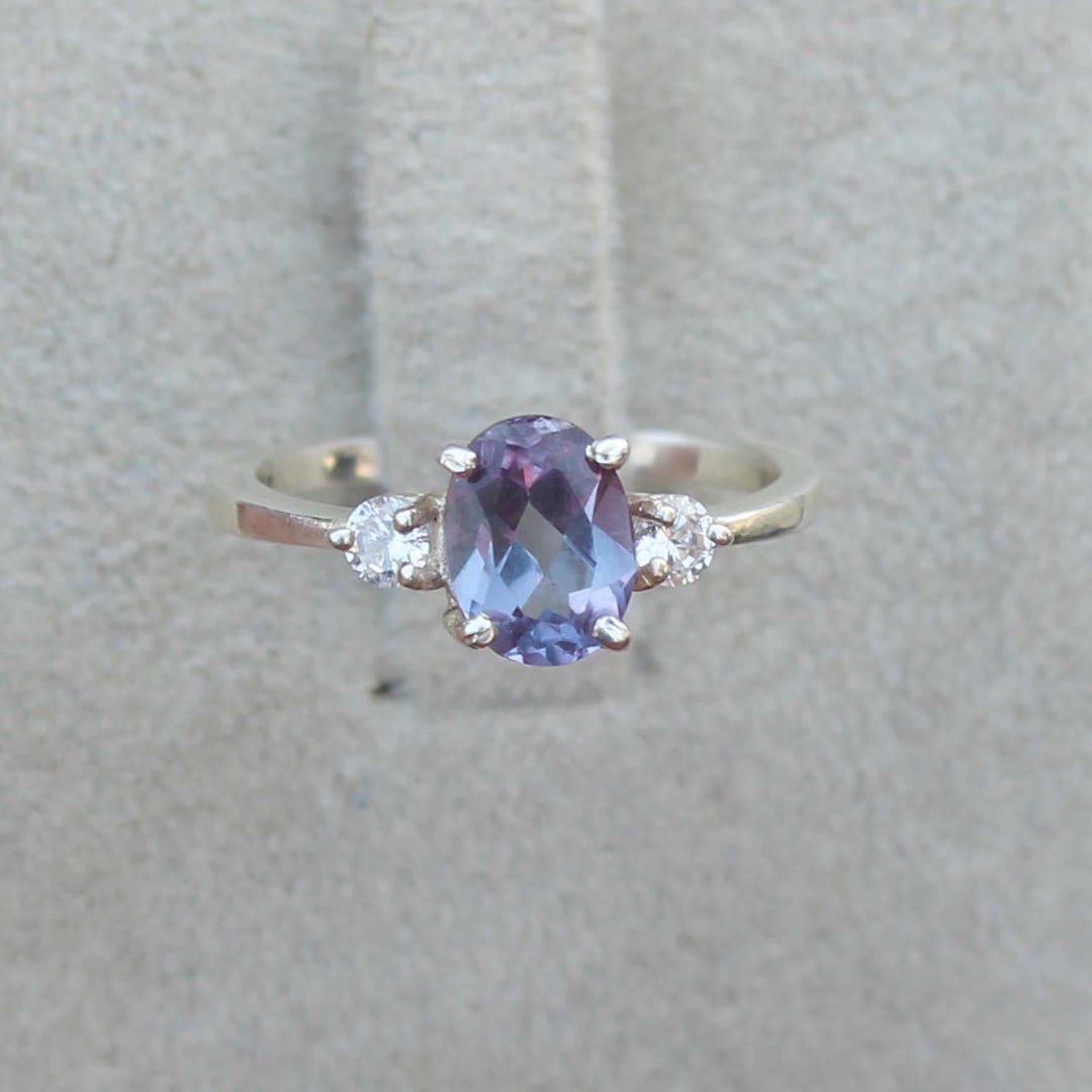 Dainty Alexandrite Ring: Handmade Sterling Silver Vintage Style - Etsy