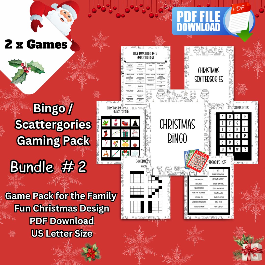 Christmas Bingo/scattergories Game Pack Bundle 2 PDF Download - Etsy