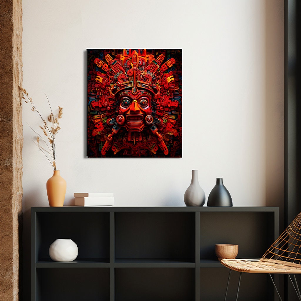 Aztec God Print God of Fire Mayan Wall Art Aztec Wall Art - Etsy
