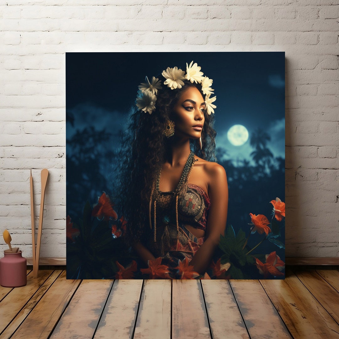 Polynesian Goddess Hina Goddess of the Moon and Fertility Hula Art ...