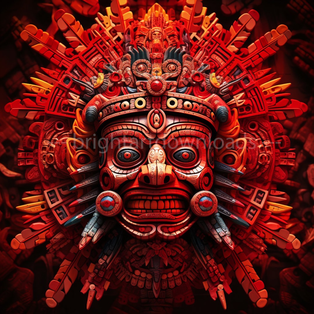 Aztec God Print God of Fire Mayan Wall Art Aztec Wall Art - Etsy