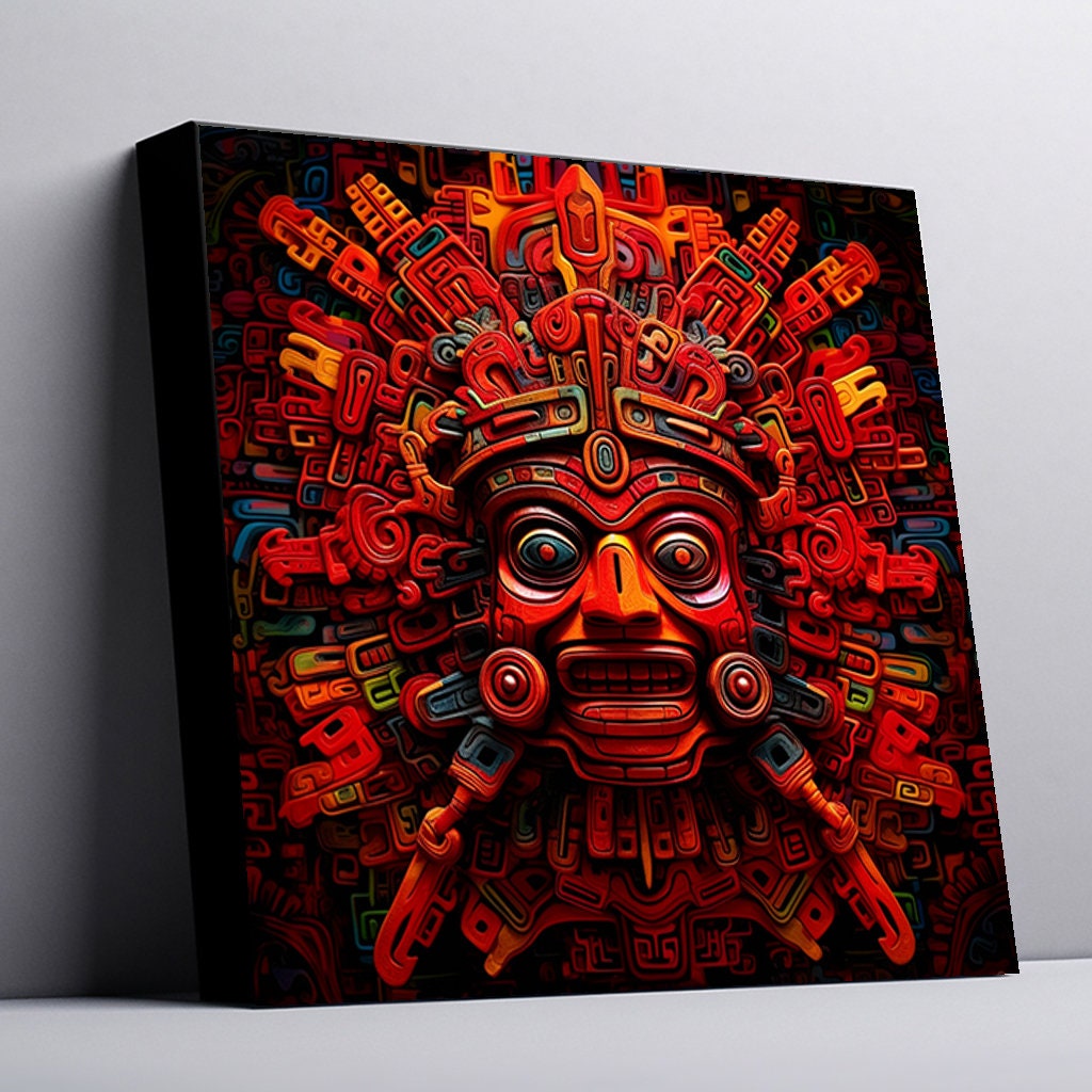 Aztec God Print God of Fire Mayan Wall Art Aztec Wall Art - Etsy