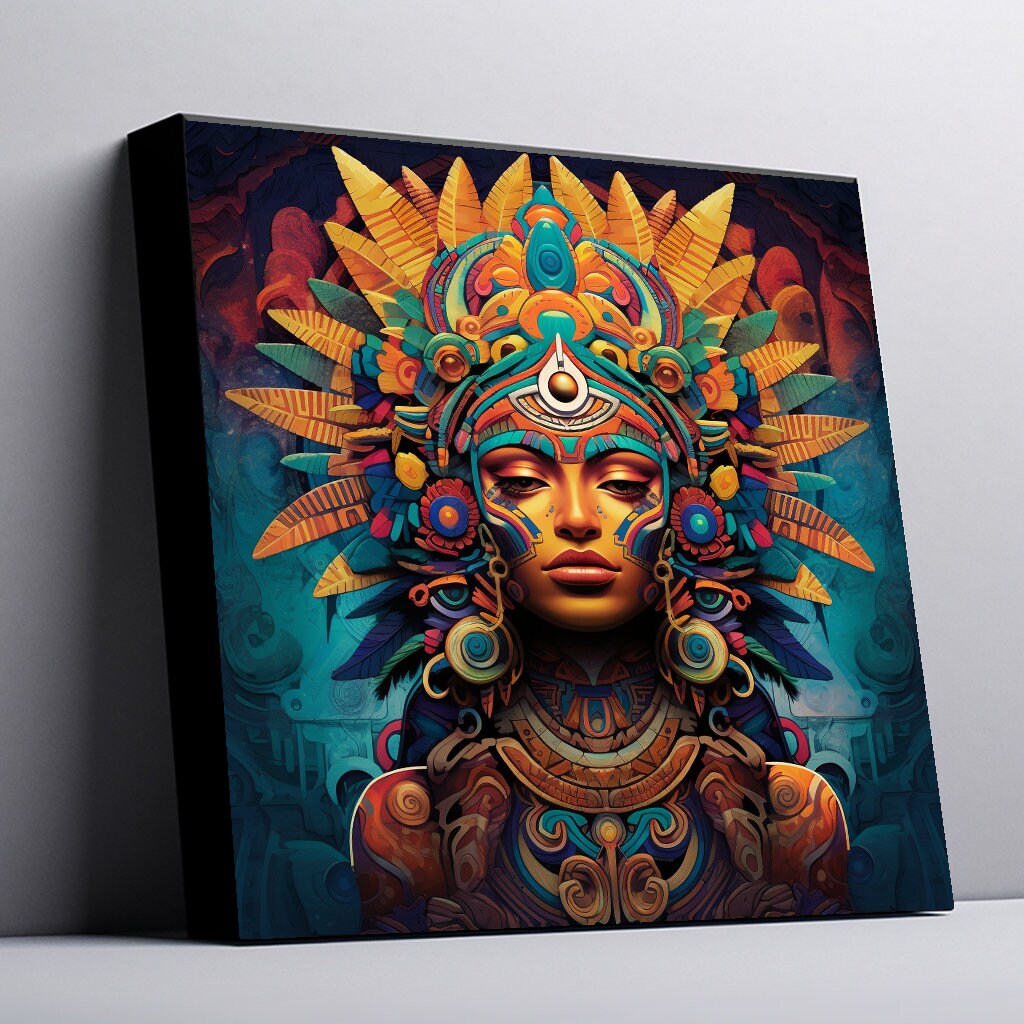 Aztec Moon Goddess Mayan Wall Art Mythological Digital Art Mayan ...