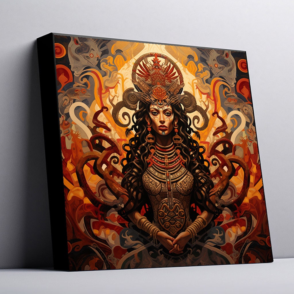 Aztec Goddess of Serpents aztec Wall Art Mythological Art Mayan Art ...