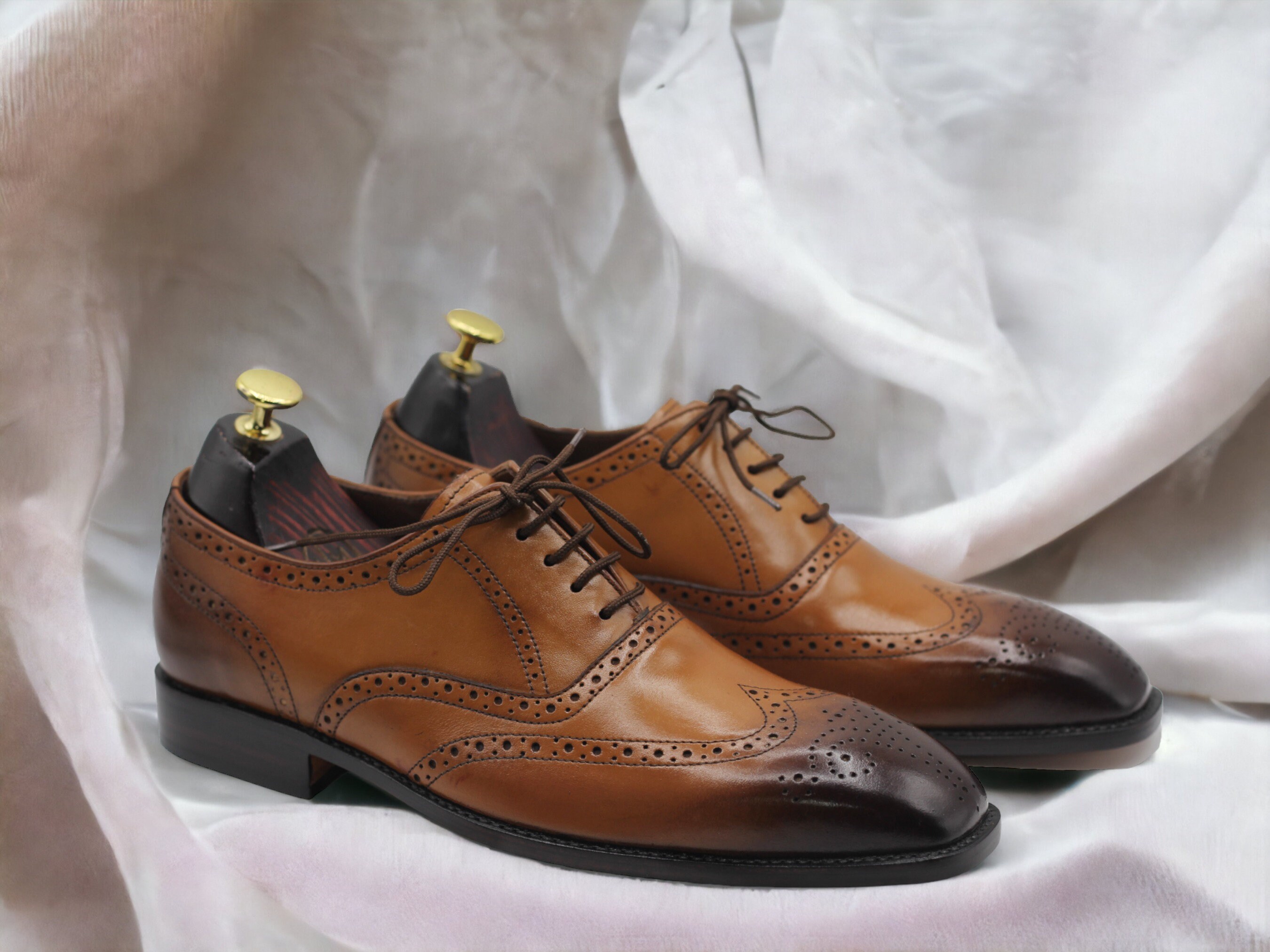 Handmade Tan Color Wing Tip Oxfords Brogue Toe Mens Dress - Etsy