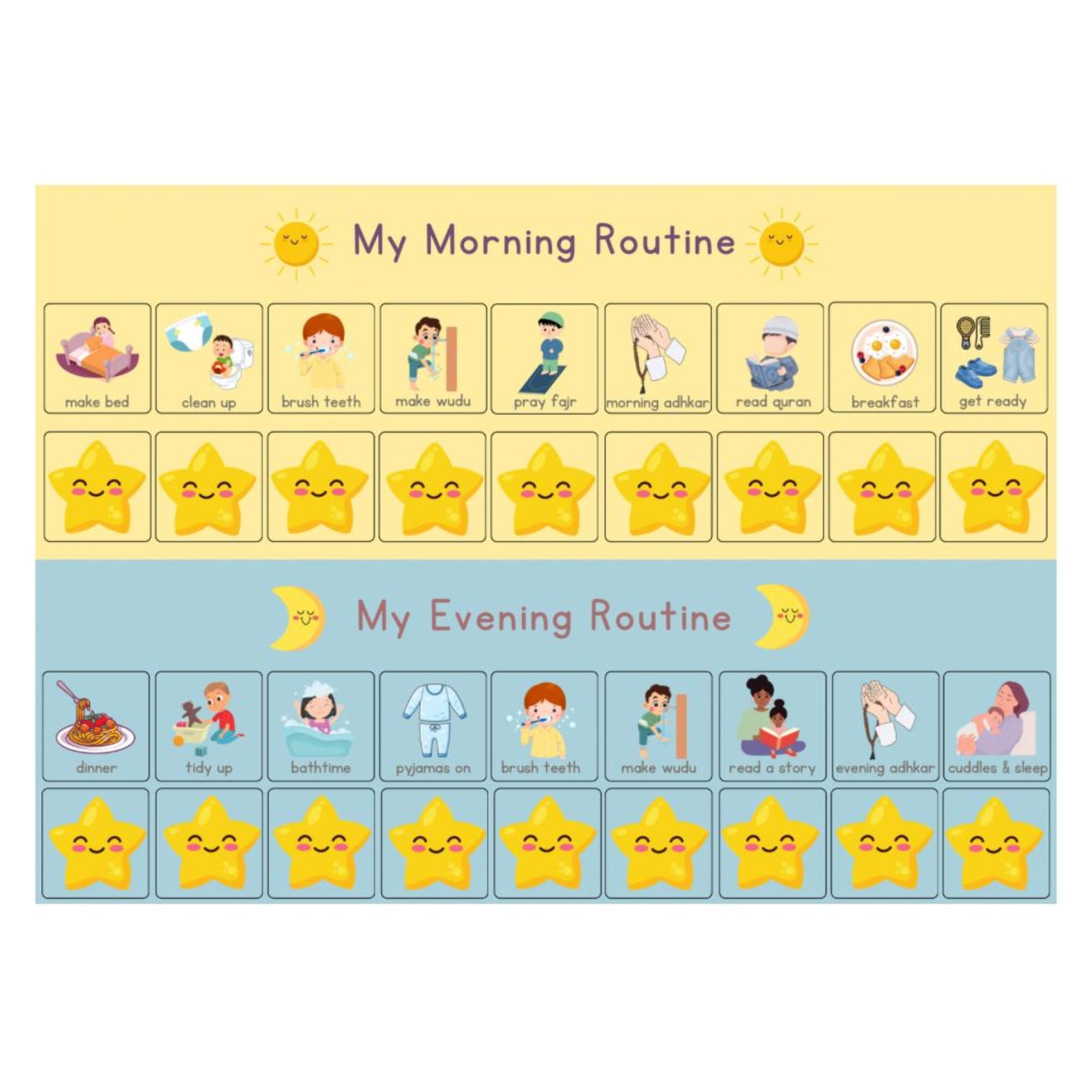 Islamic Routine Chart for Children - Etsy Canada