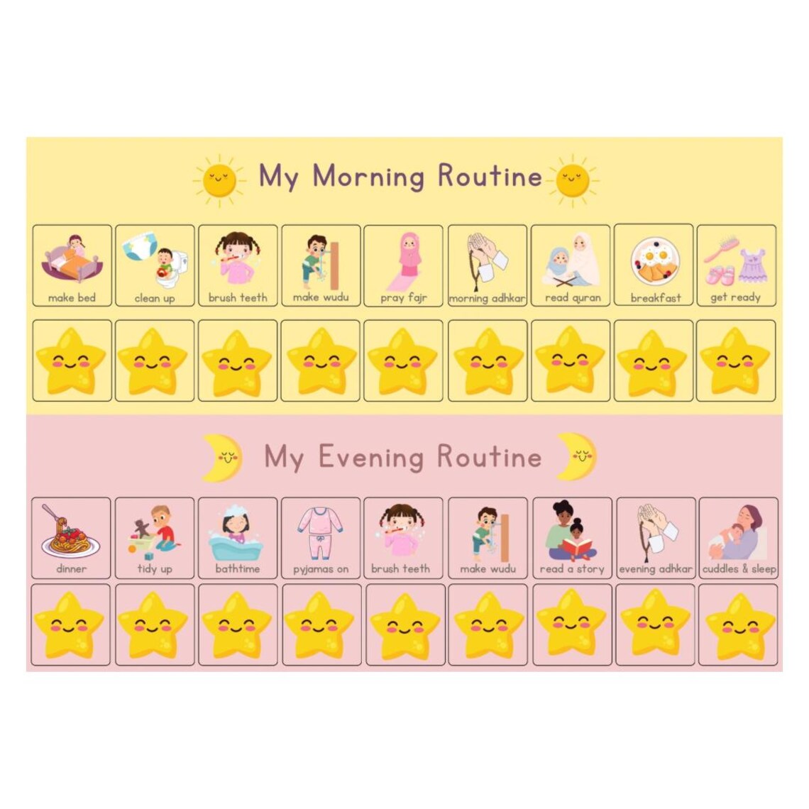 Islamic Routine Chart for Children - Etsy