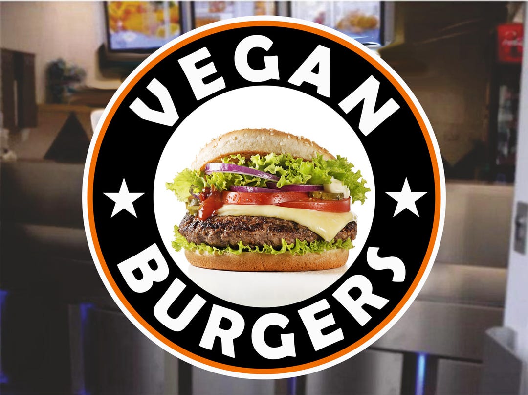 Vegan Burger Window Decal - Etsy