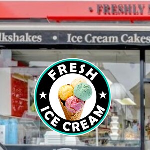 Fresh Ice Cream Window Decal - Etsy