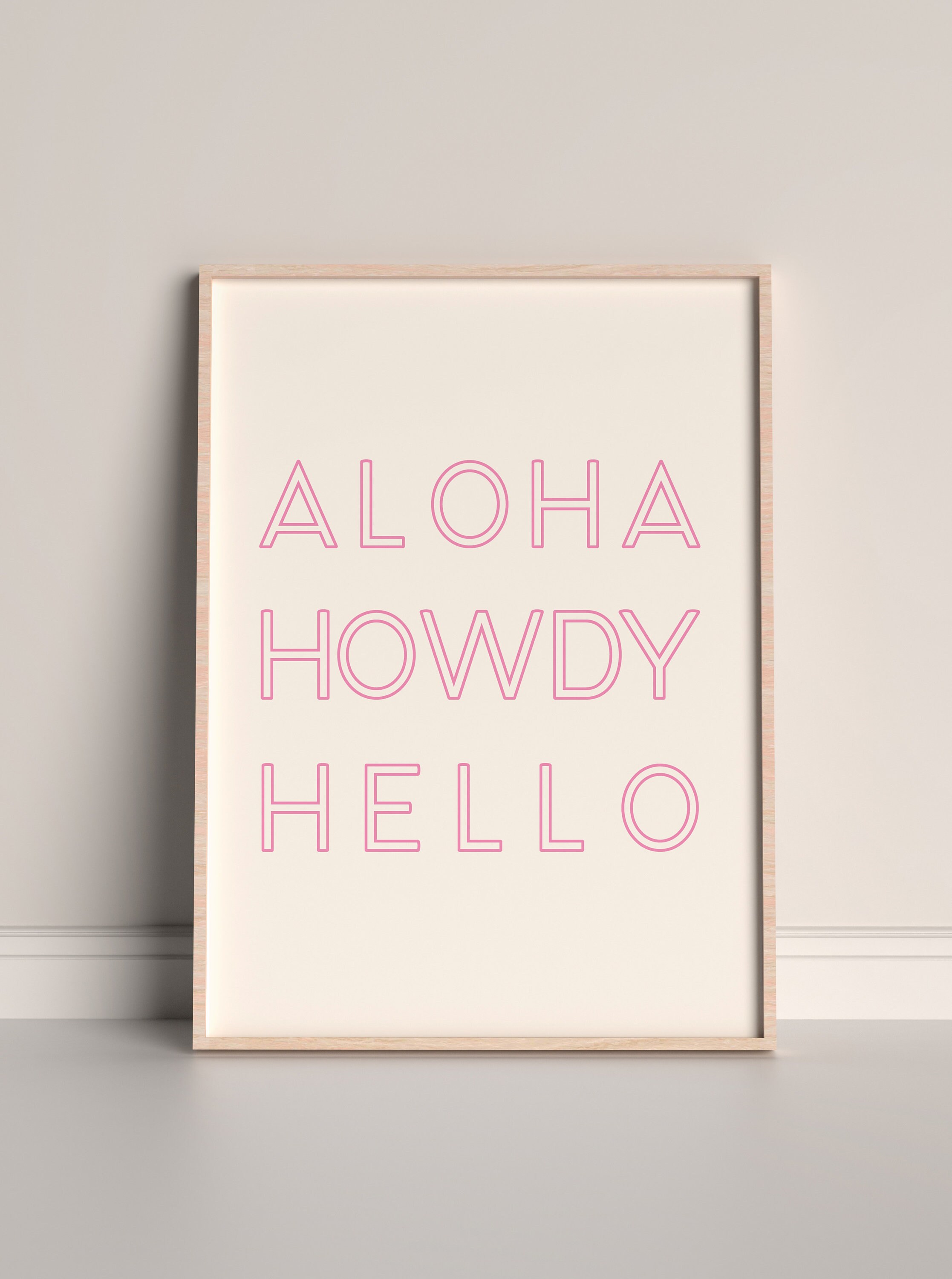 Aloha Howdy Hello Print: Pink Coastal Cowgirl Dorm Decor (digital Print ...
